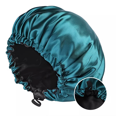 Satin Bonnets Adjustable (Teal & Black Reversible) – TRU-Balance Hair Care